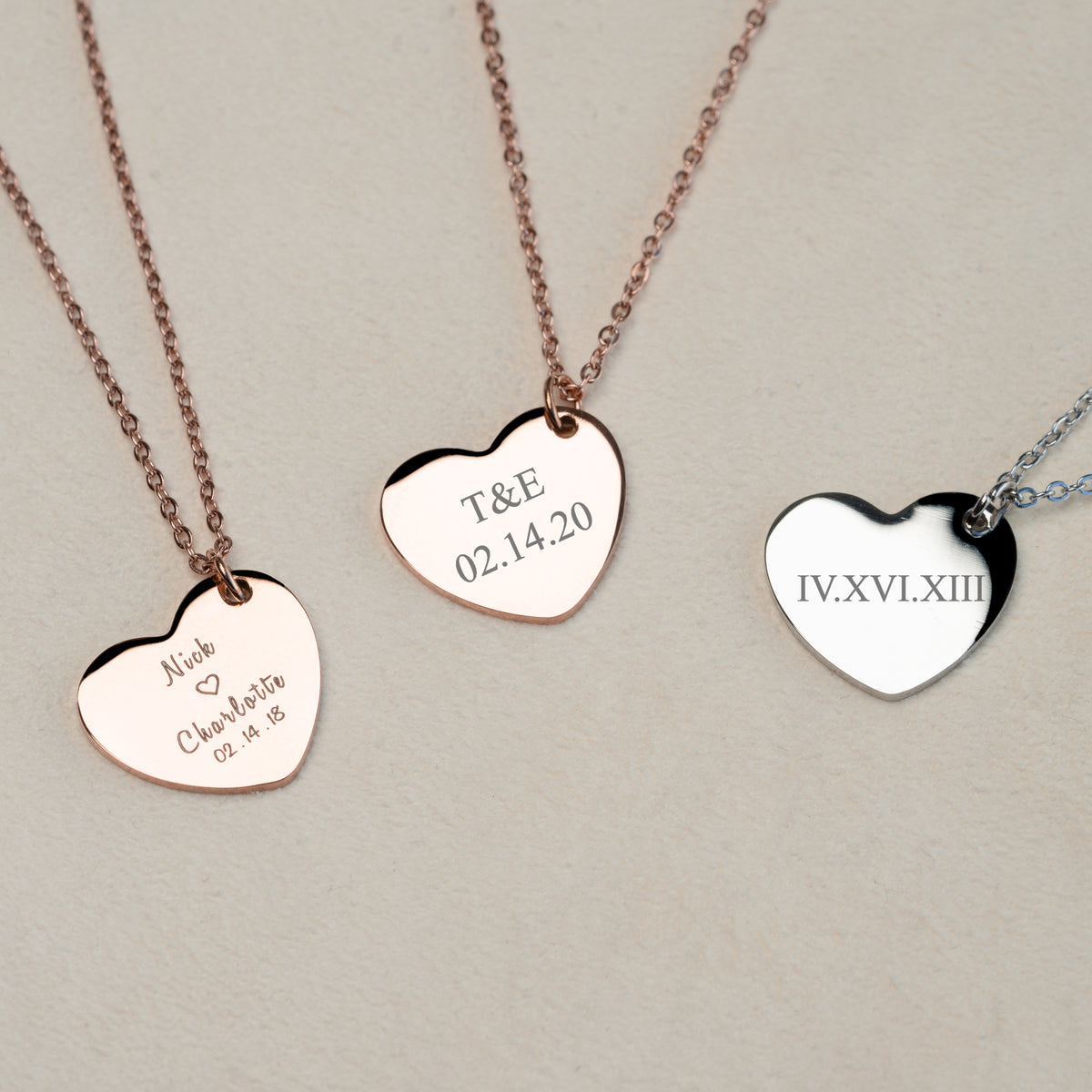 Engraved Personalized Heart Charm Name Necklace – Mighty Dainty